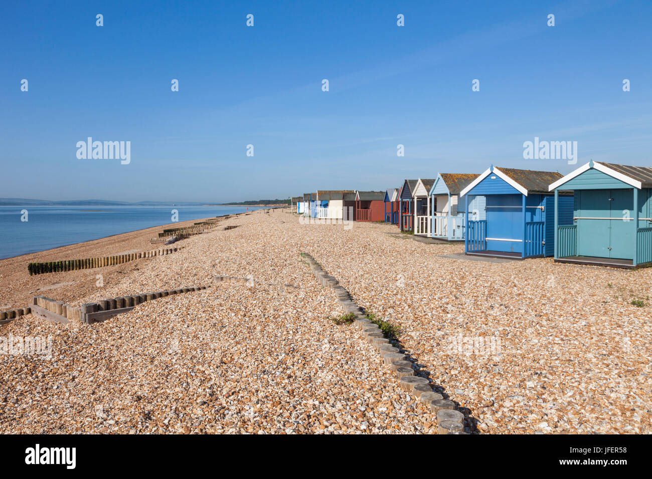 England, Hampshire, Calshot, Beach Huts Stock Photo - Alamy