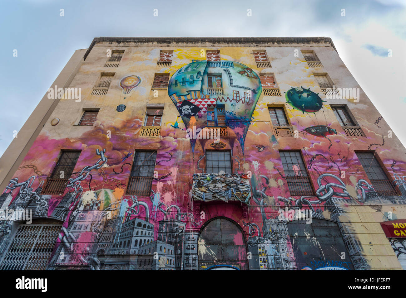 Spain, Catalonia, Barcelona City, Painted House Stock Photo - Alamy