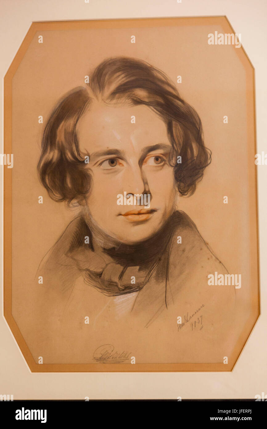 England, London, Charles Dickens Museum, Portrait of Charles Dickens by ...