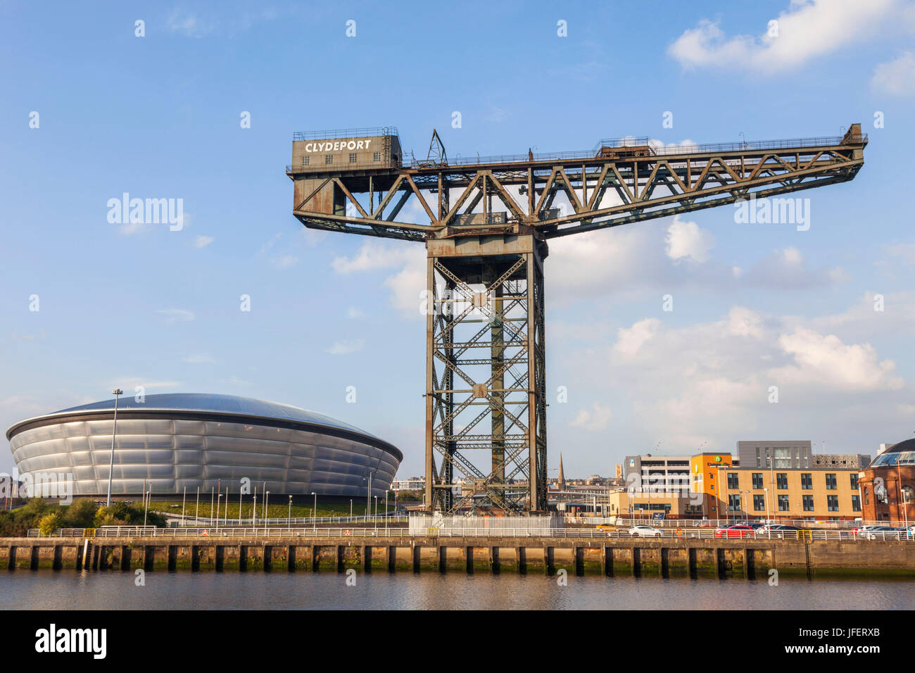 Scotland, Glasgow, Clydebank, Finnieston Crane and Scottish Exhibition ...