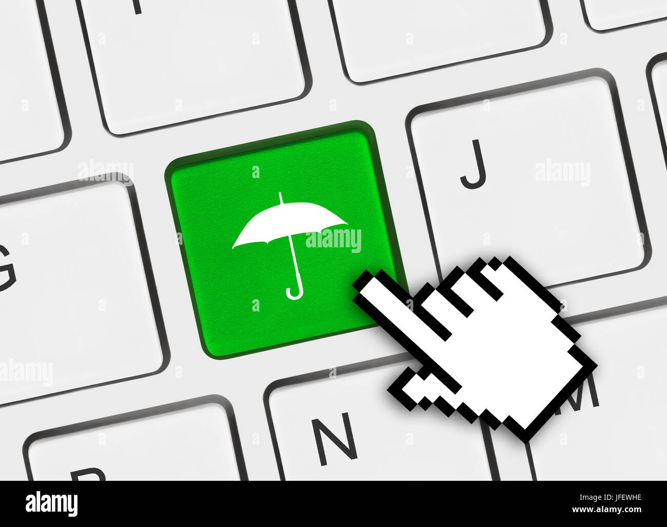 Computer keyboard with umbrella key Stock Photo - Alamy