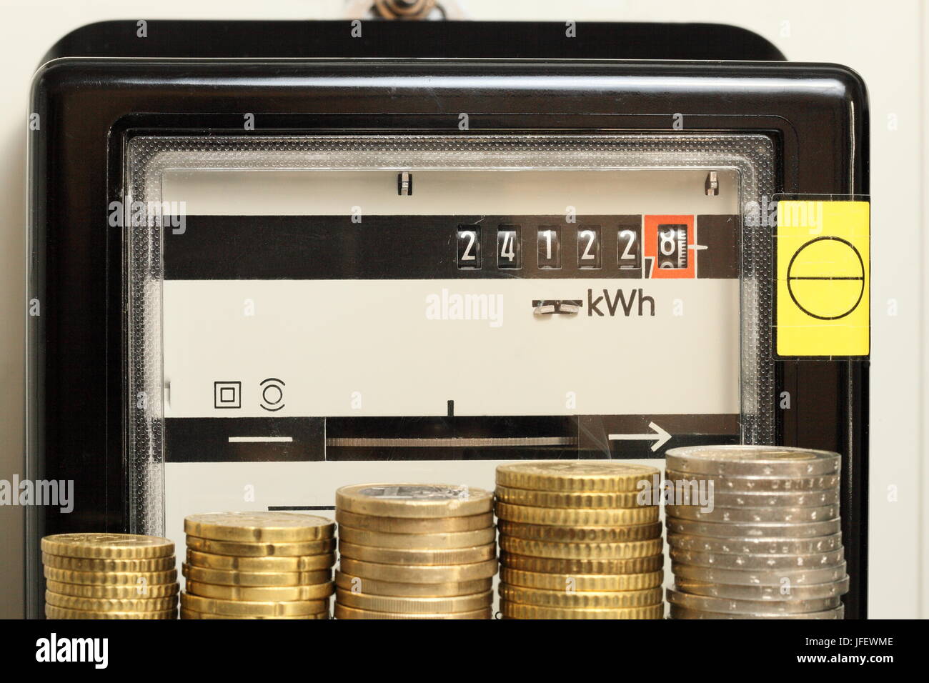 Electricity meter euro coins hi-res stock photography and images - Alamy