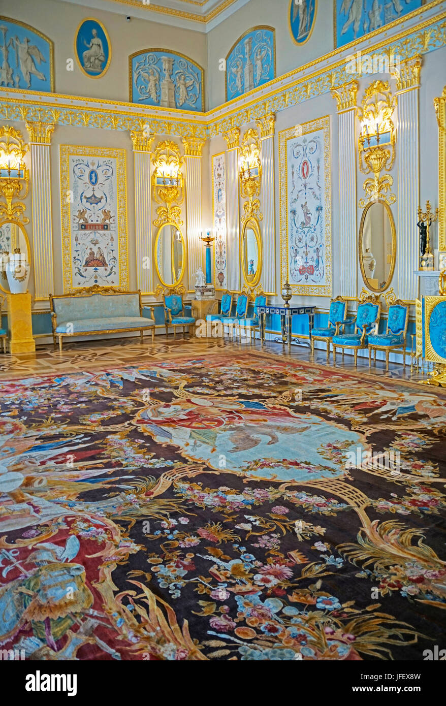 Blue room in Catherine's Palace at Pushkin in St. Petersburg, Russia ...