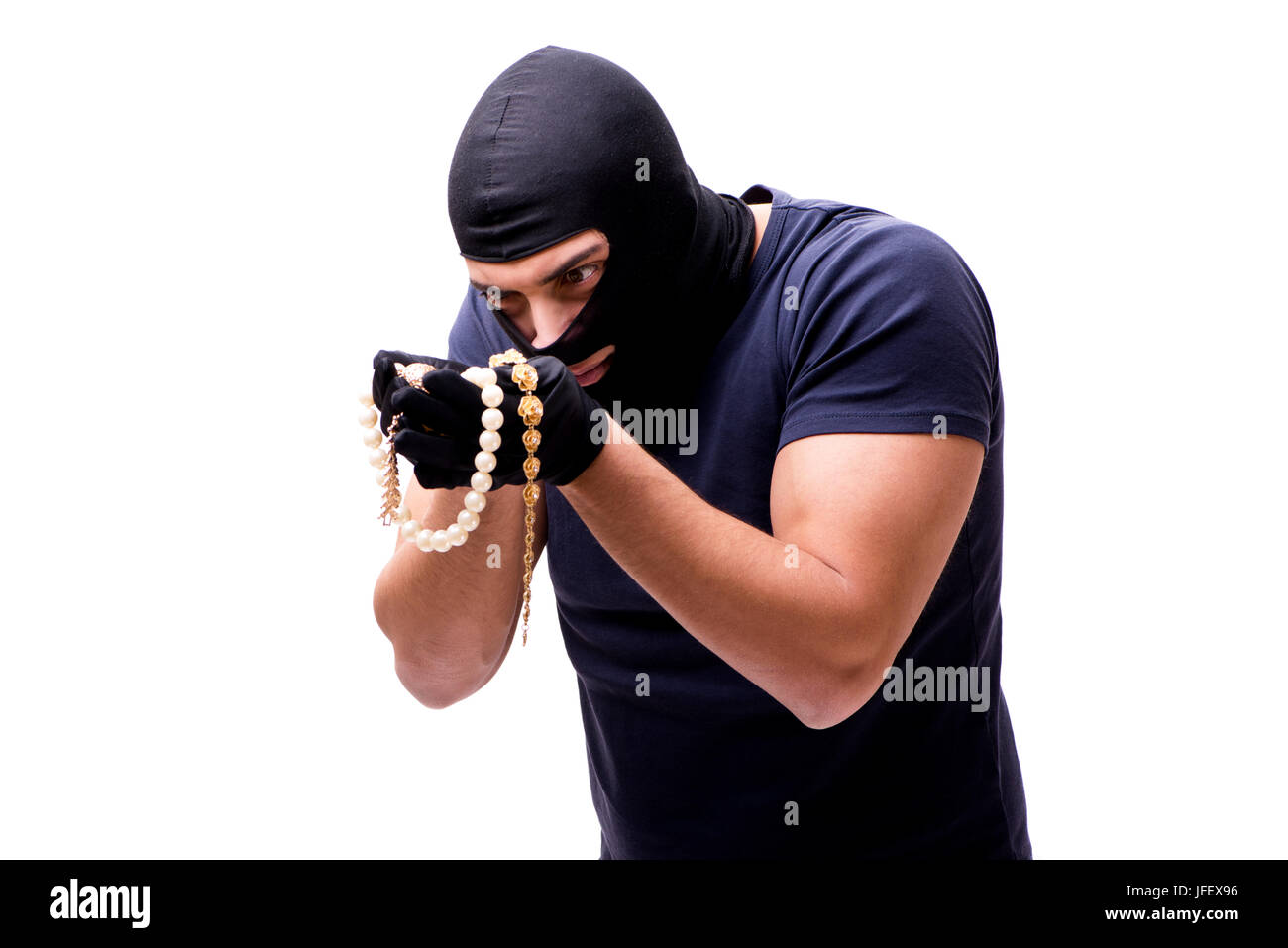 Robber wearing balaclava isolated on white Stock Photo - Alamy