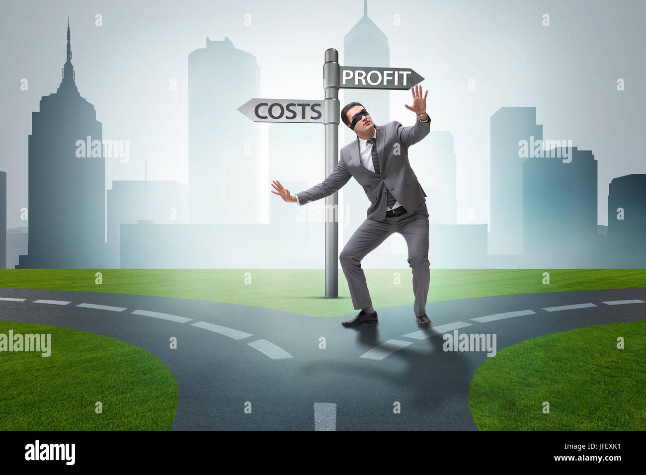 Businessman in difficult choice concept Stock Photo - Alamy