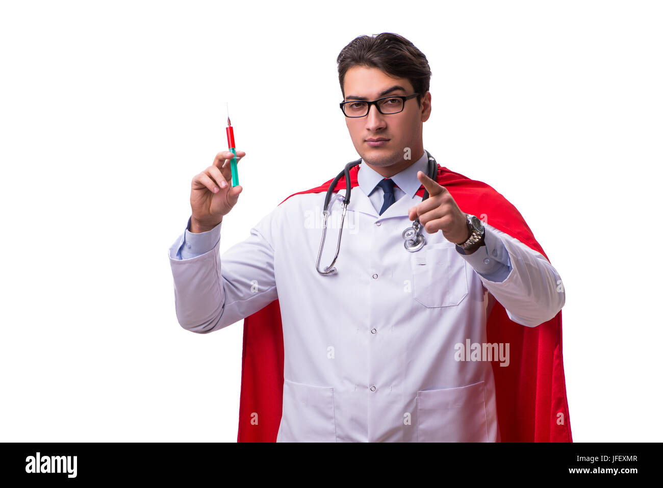 Super hero doctor isolated on white Stock Photo - Alamy
