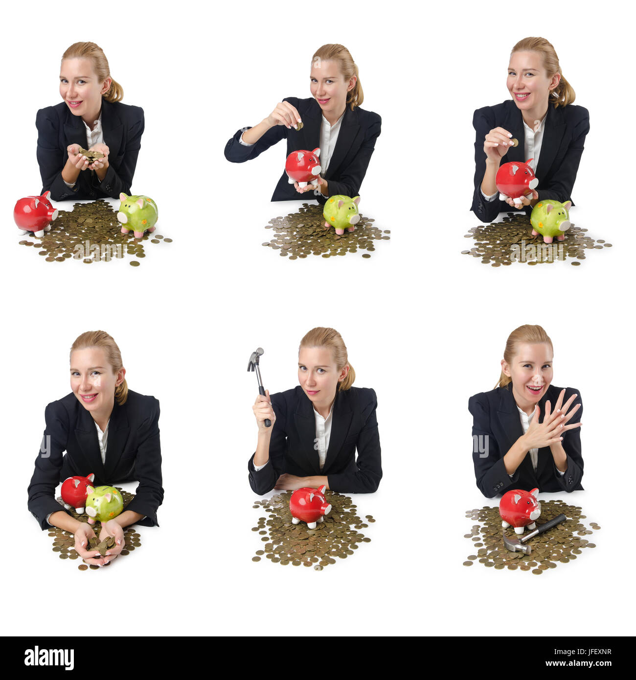 Breaking pig coin hammer Cut Out Stock Images & Pictures - Alamy