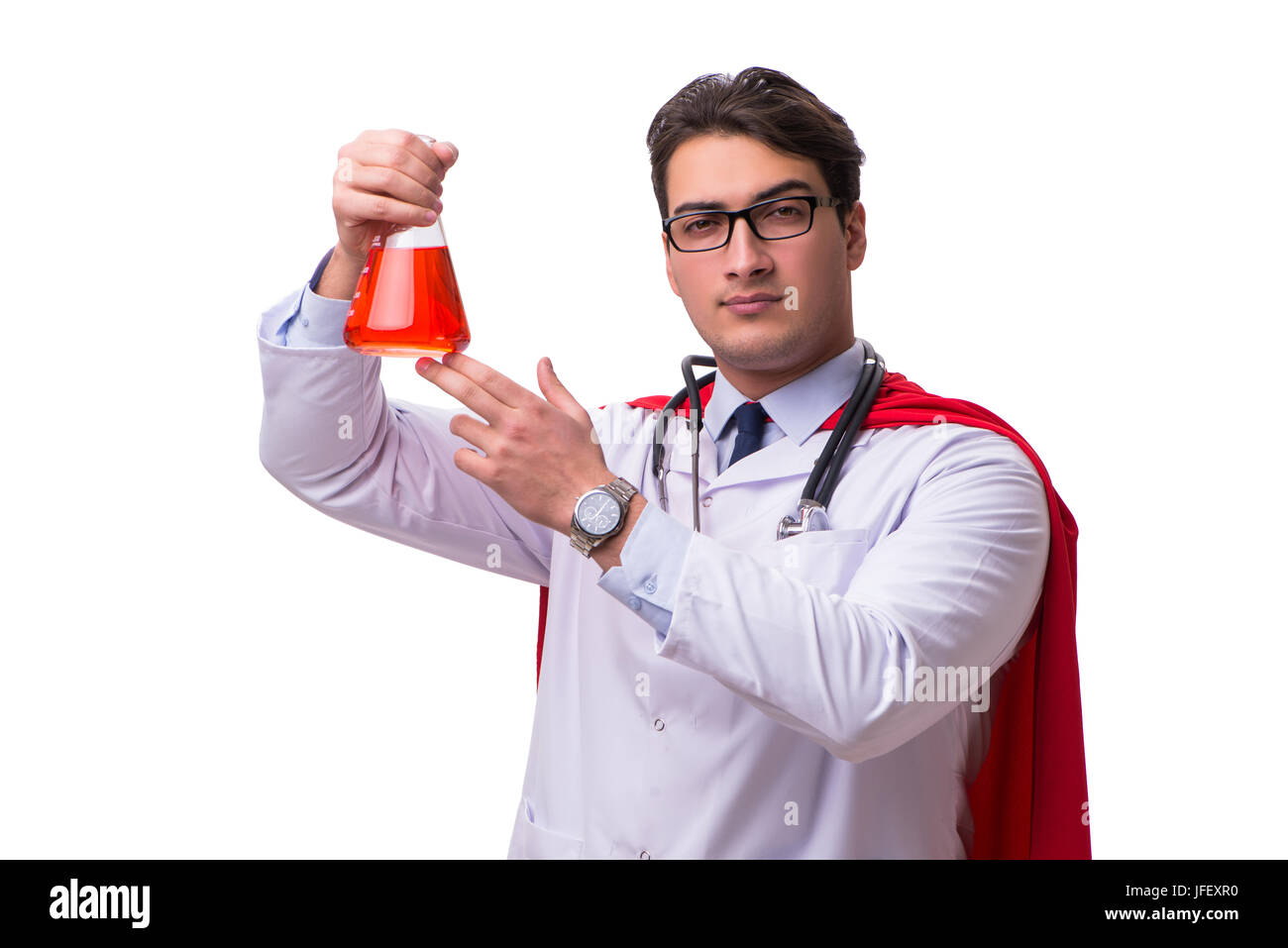 Super hero doctor isolated on white Stock Photo - Alamy