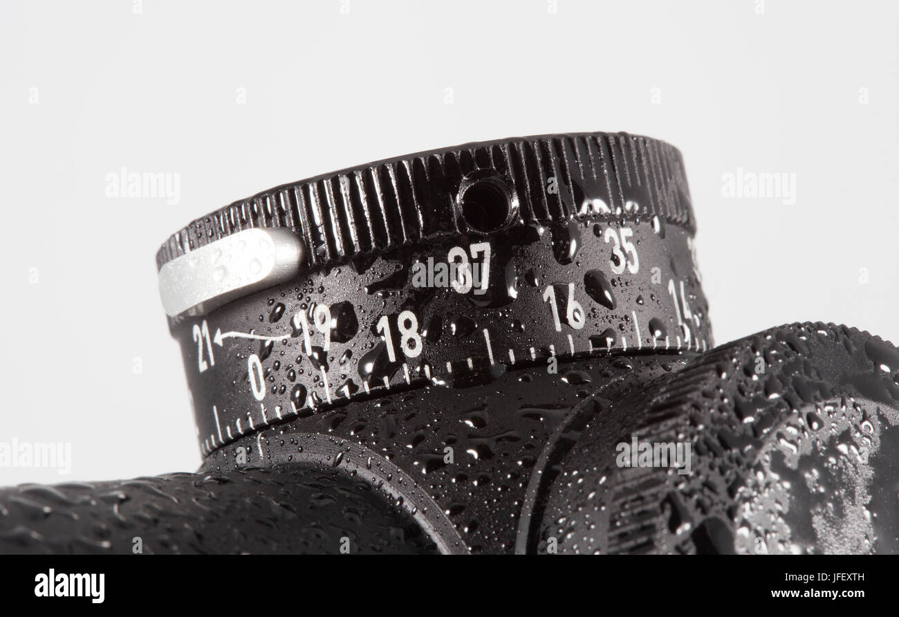 Dial used to adjust elevation on a rifle scope soaked in water Stock ...