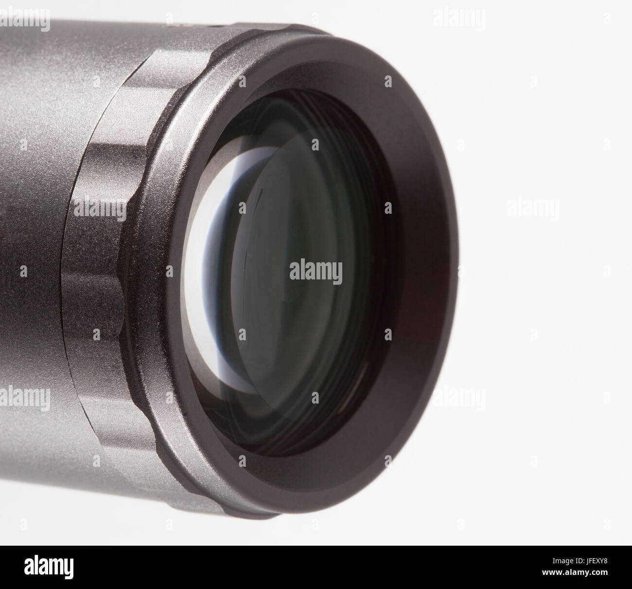 Back lens on a rifle scope isolated on white Stock Photo - Alamy