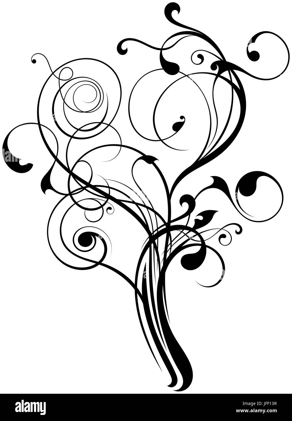 Illustration white tree on Black and White Stock Photos & Images - Alamy