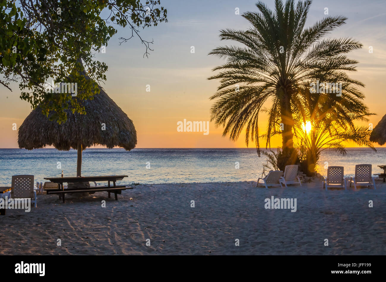 Beach sunset in Curacao a Caribbean Island Stock Photo - Alamy