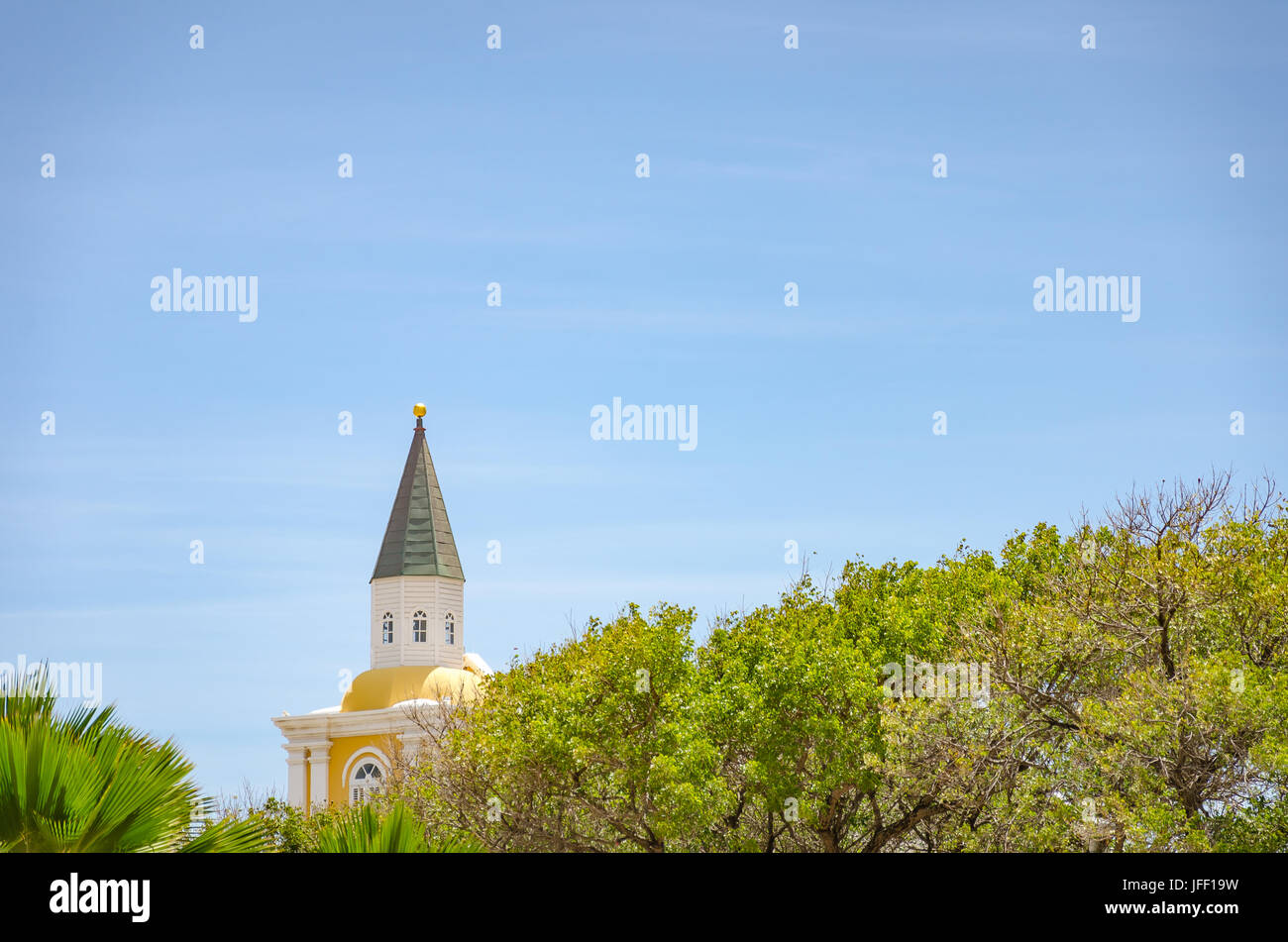 Detail of a church tower alone in Curacao Stock Photo - Alamy