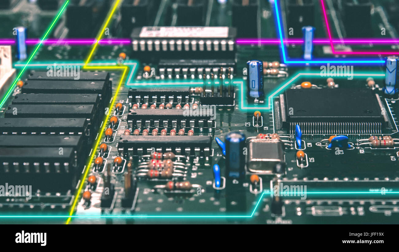 Neon Electronic City Stock Photo - Alamy