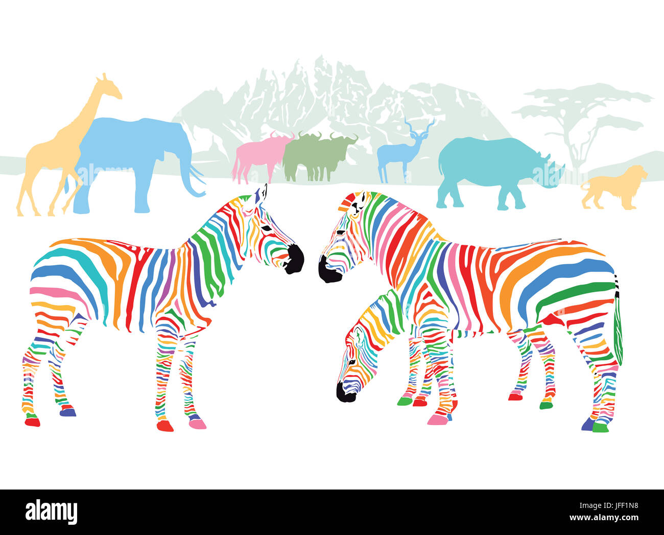 Colors of wild animals in the savannah Stock Photo - Alamy