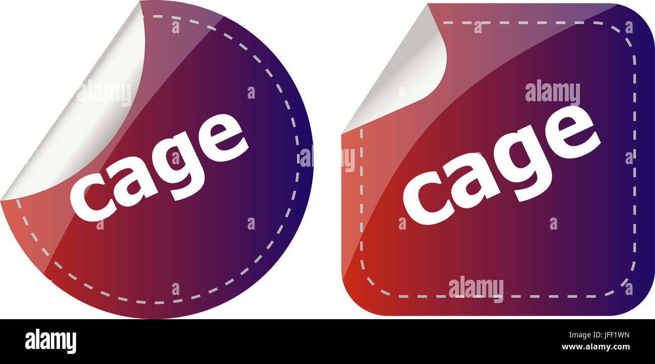 cage word stickers set, web icon button Stock Photo - Alamy