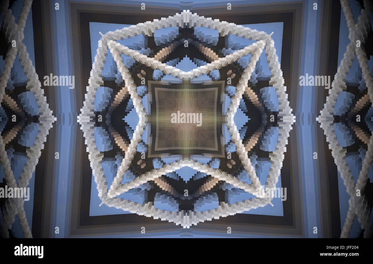 4 sided star metal structure extruded mandala Stock Photo - Alamy