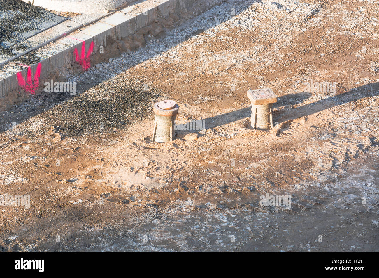 Channel cover in the concrete foundation Stock Photo - Alamy