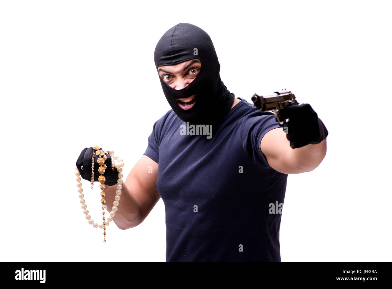 Robber wearing balaclava isolated on white Stock Photo - Alamy