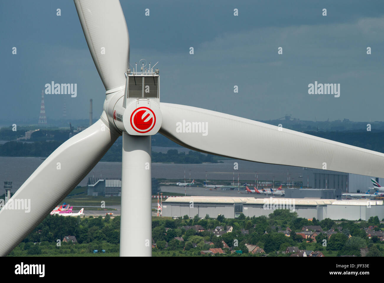 GERMANY Hamburg, wind turbine Siemens SWT-3.0-113 of Municipal energy ...