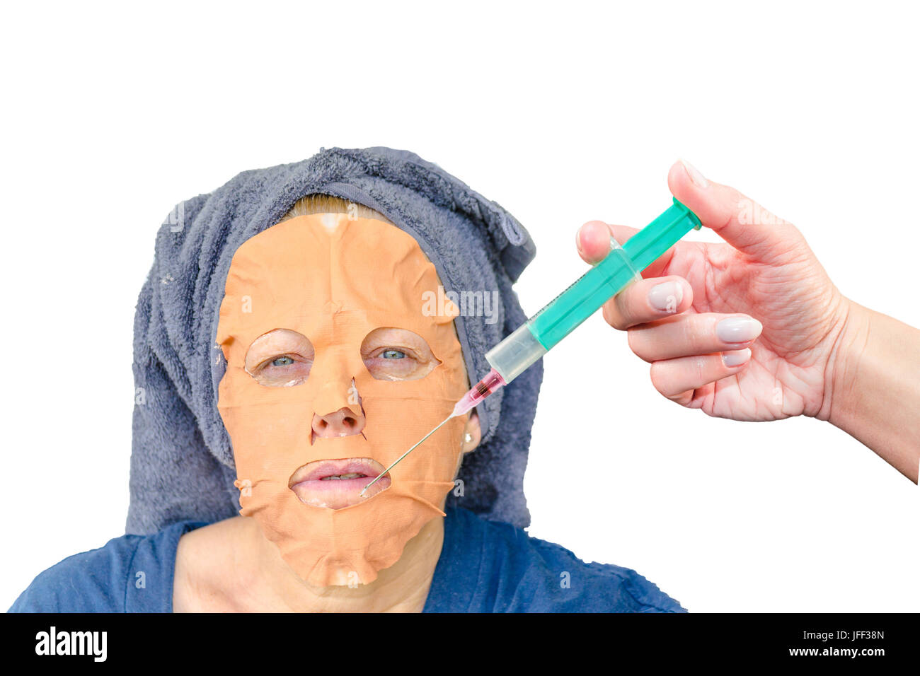 Cosmetic face mask and a botulinum injection Stock Photo - Alamy