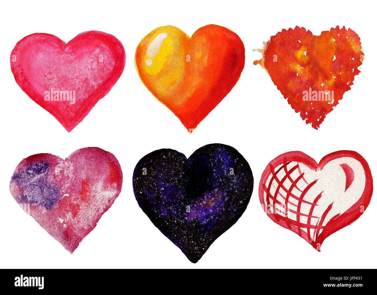 Watercolor hearts set Stock Photo - Alamy