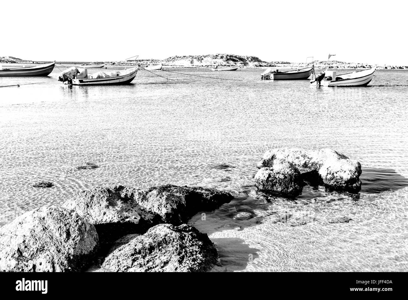 Fishing motor boat in Black and White Stock Photos & Images - Alamy