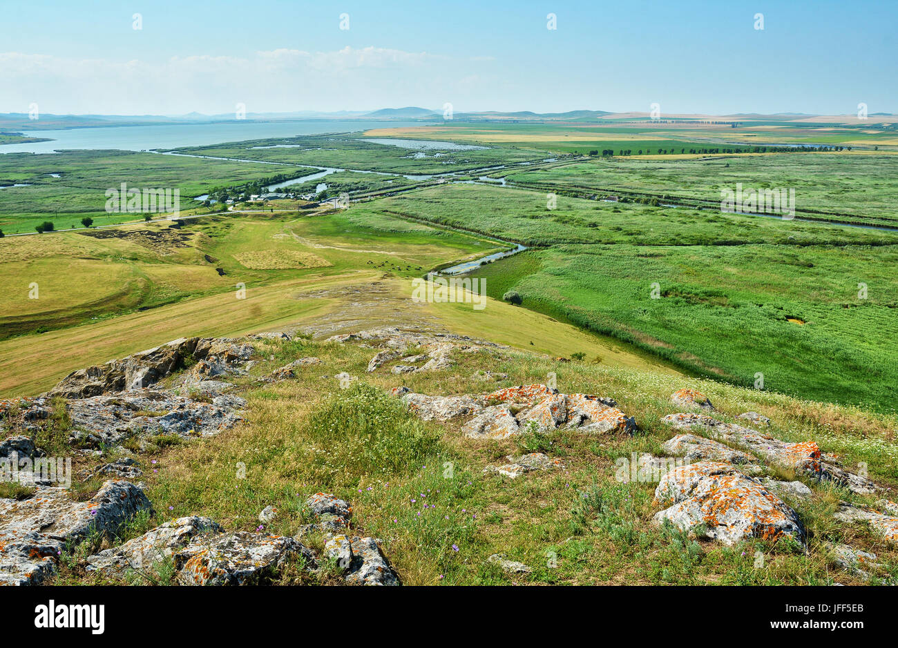 Beautiful summer landscape in Dobrogea region, Romania. View from ...