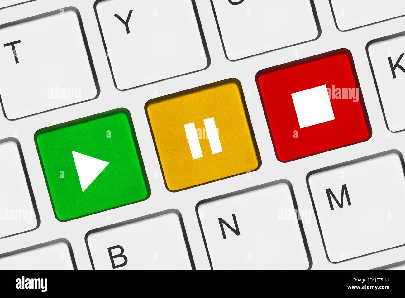 Computer keyboard with Play and Stop keys Stock Photo - Alamy