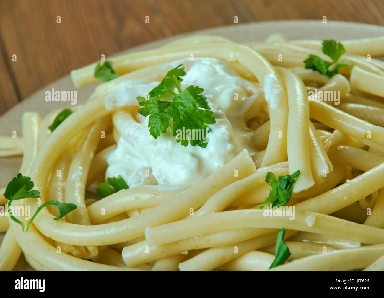 macaroni with mozzarella cheese Stock Photo - Alamy