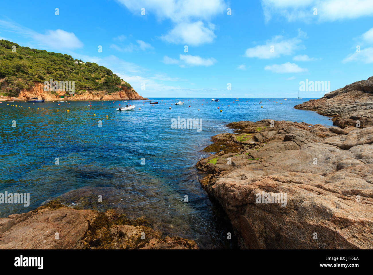 Mediterranean sea rocky coast summer view and tamariu bay hi-res stock ...