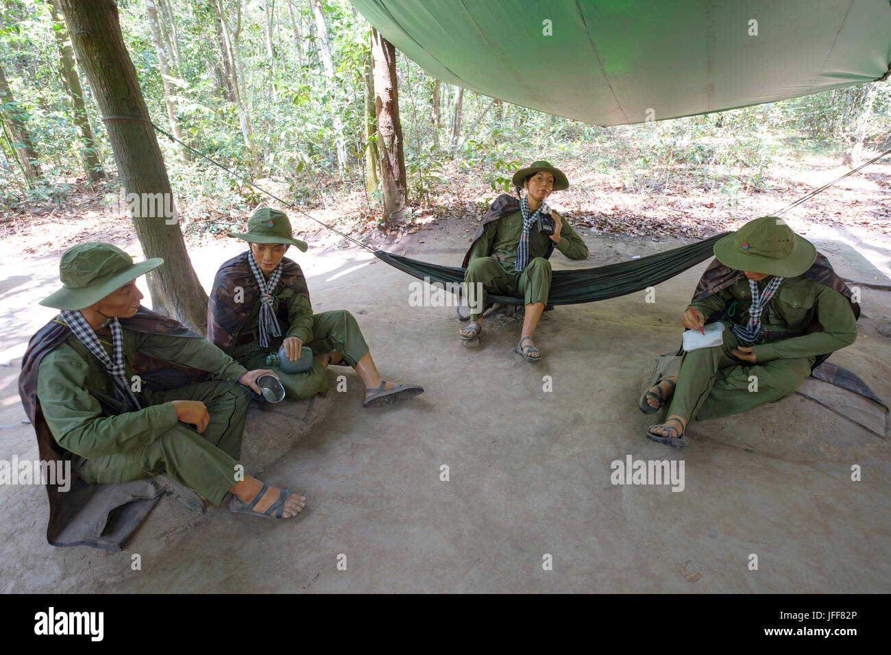 Mannequins depicting vietcong guerrilla soldiers in Cu Chi, near Ho Chi ...