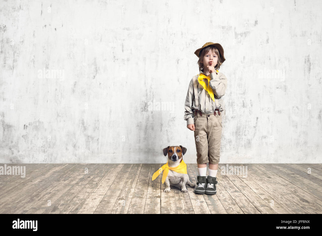 Scout with dog Stock Photo - Alamy