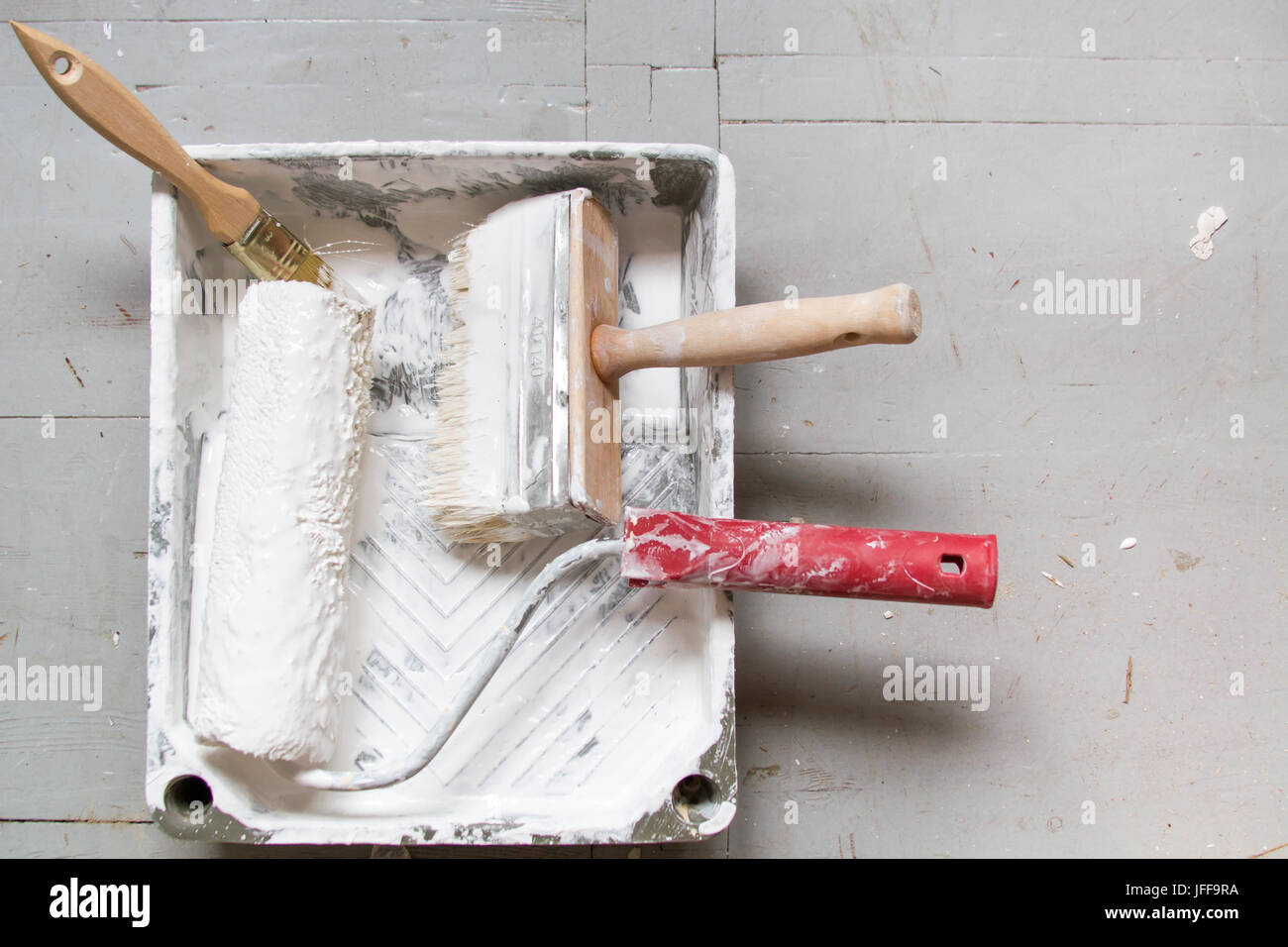 Roller Painting Container and the Painting Roller Closeup Photo Stock ...
