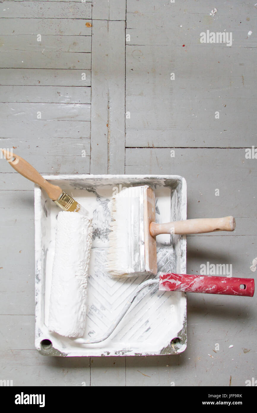 Roller Painting Container and the Painting Roller Closeup Photo Stock ...