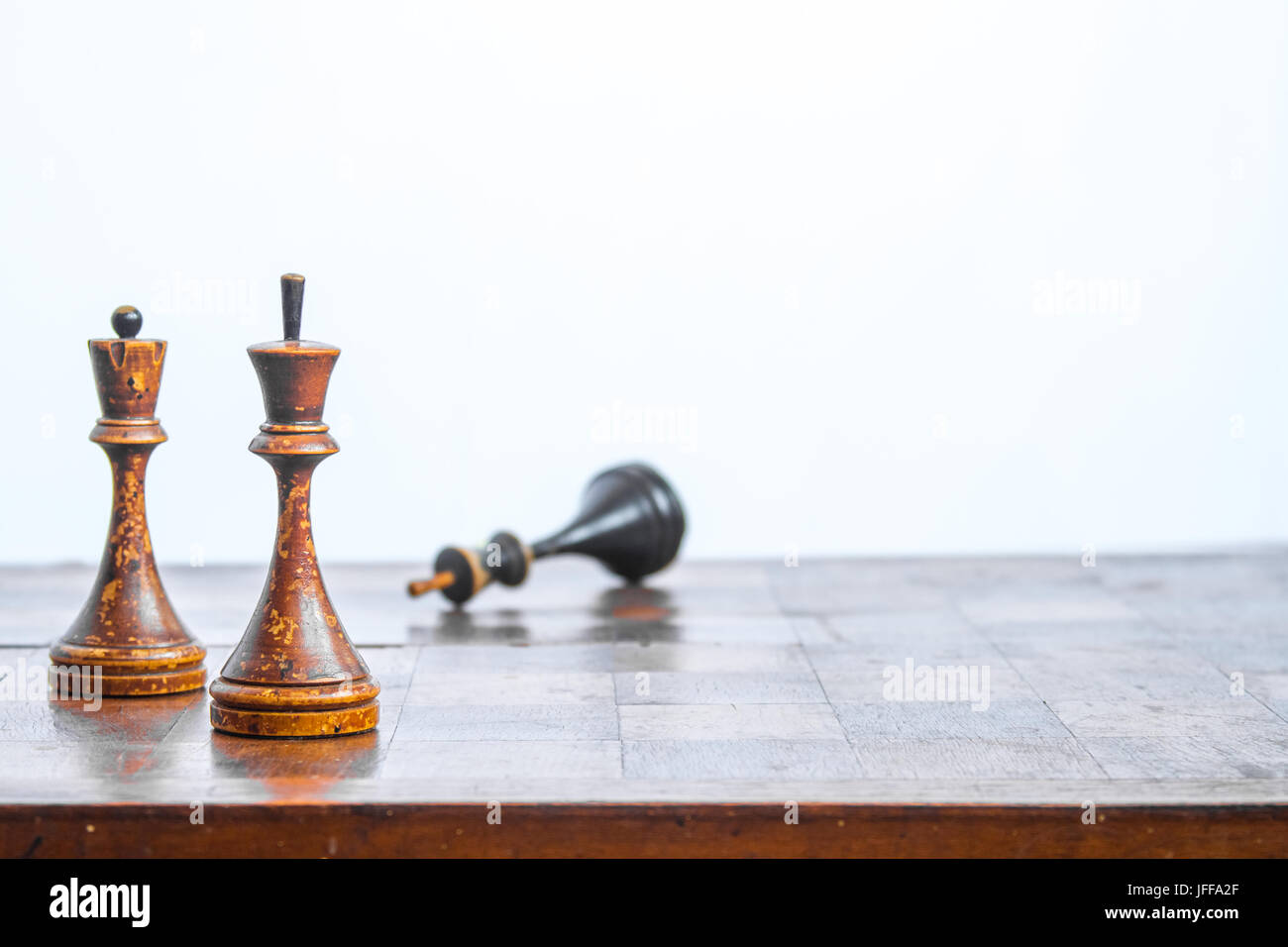 Old chess Board with wooden pieces on a white background Stock Photo ...