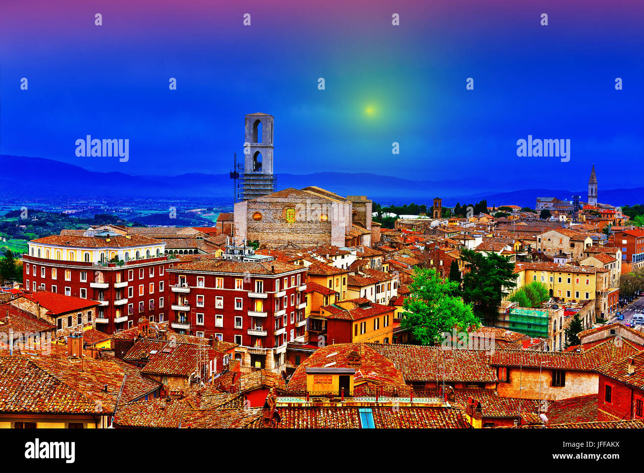 Perugia at Night Stock Photo - Alamy