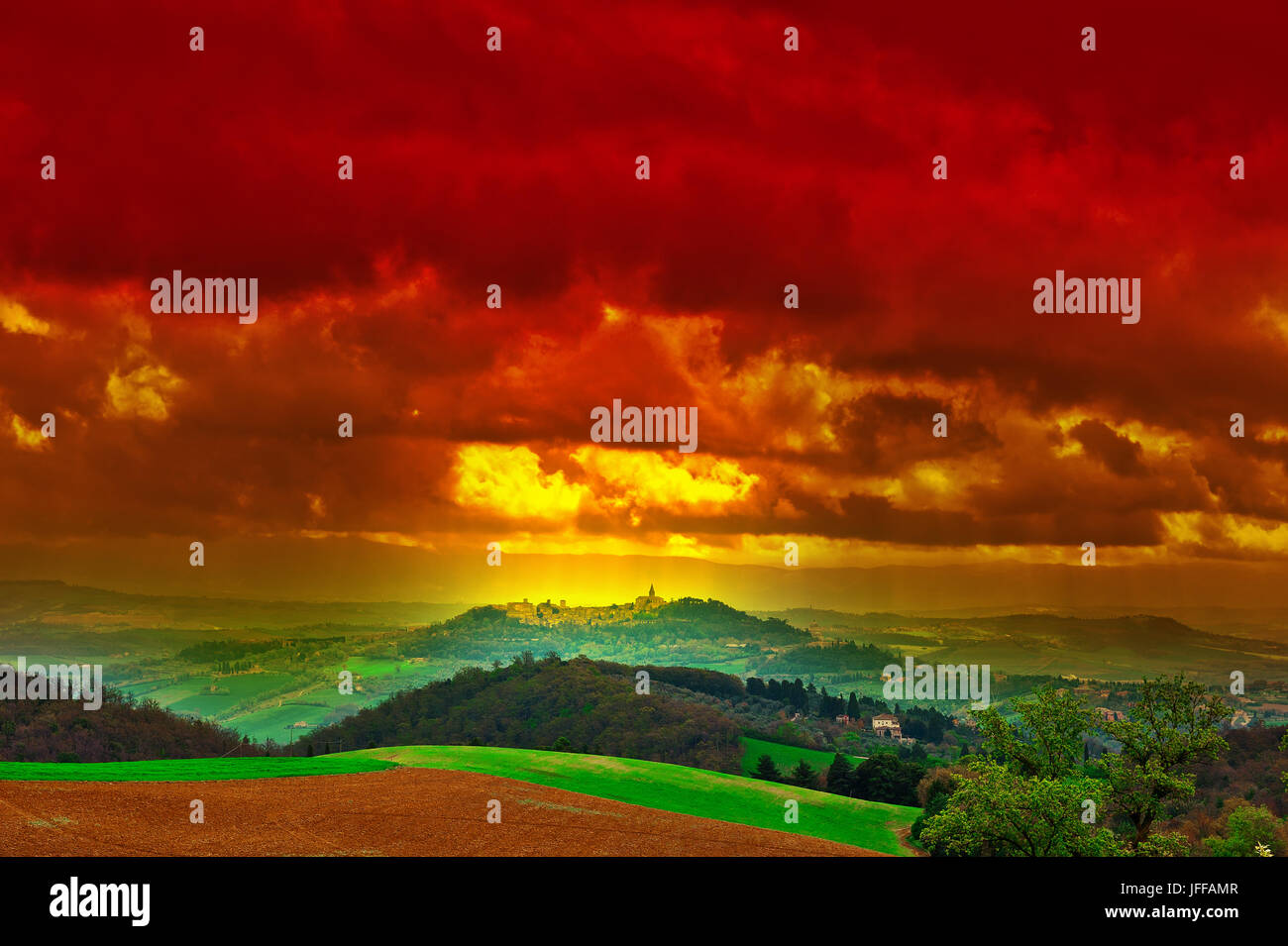 Tuscany at Sunset Stock Photo - Alamy