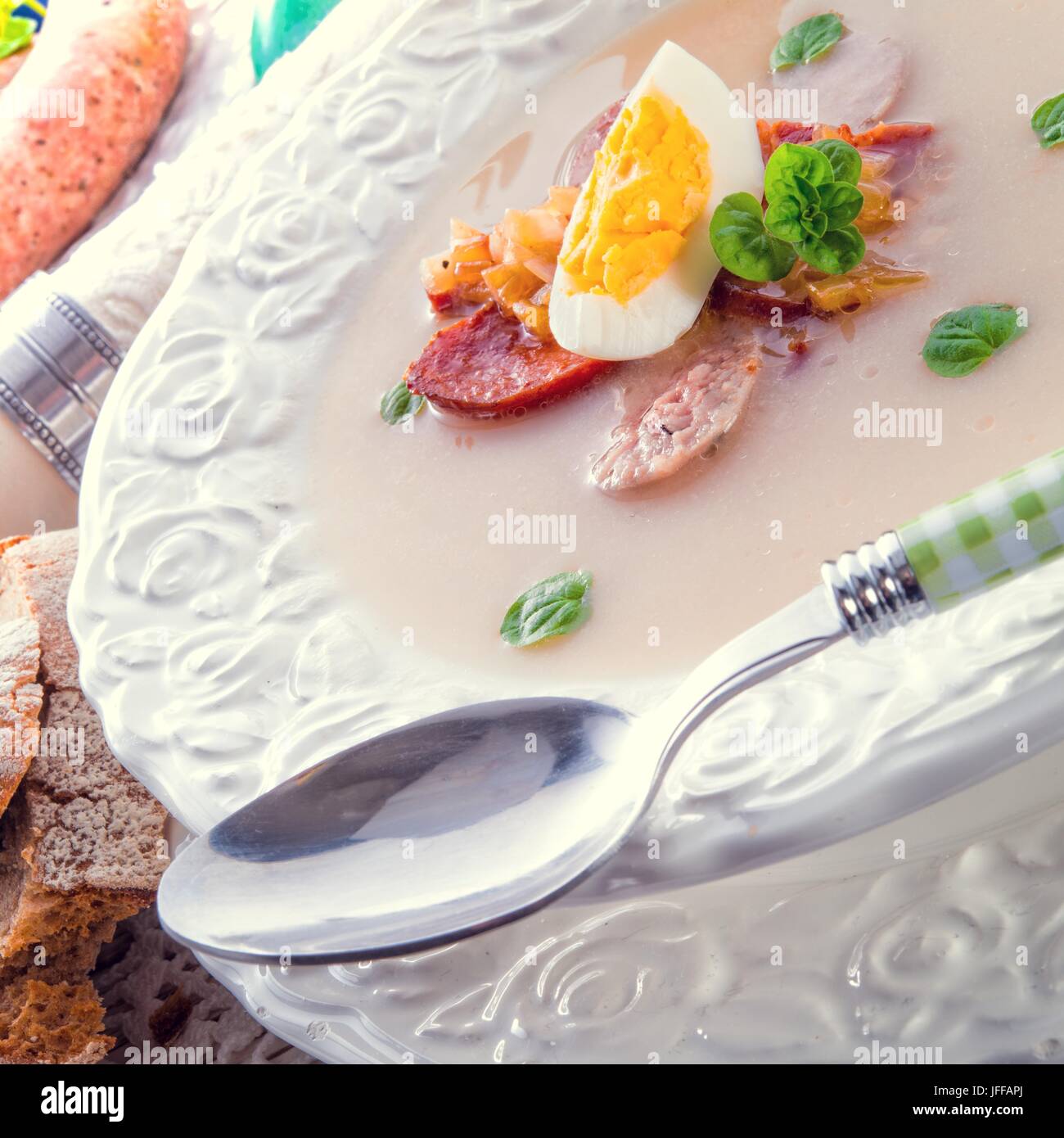 Polish Sour rye soup Stock Photo - Alamy