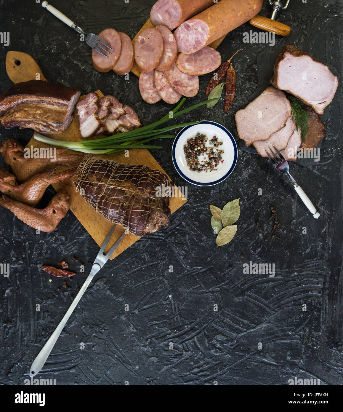 Set of different meat food Stock Photo - Alamy
