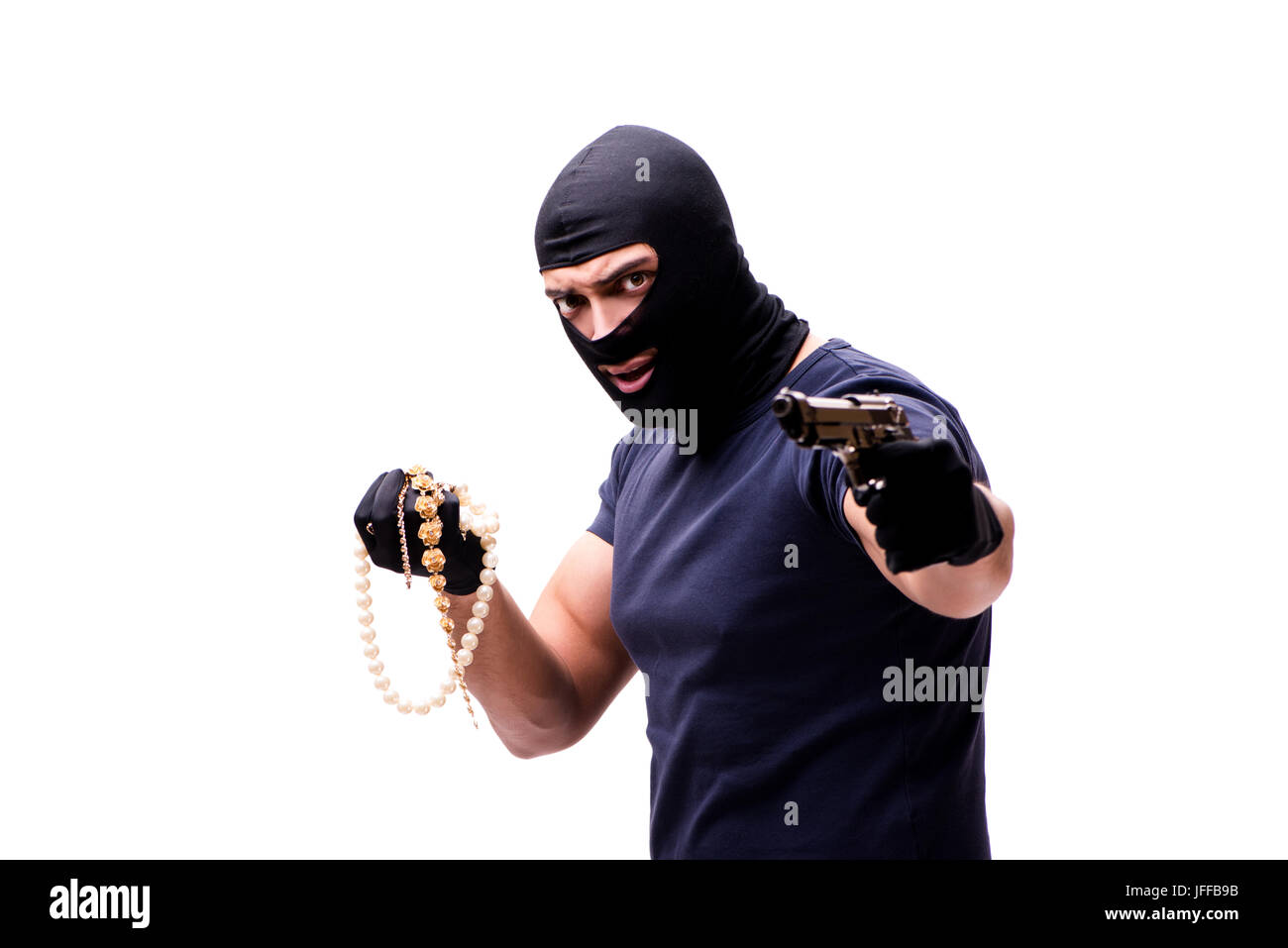 Robber wearing balaclava isolated on white Stock Photo - Alamy