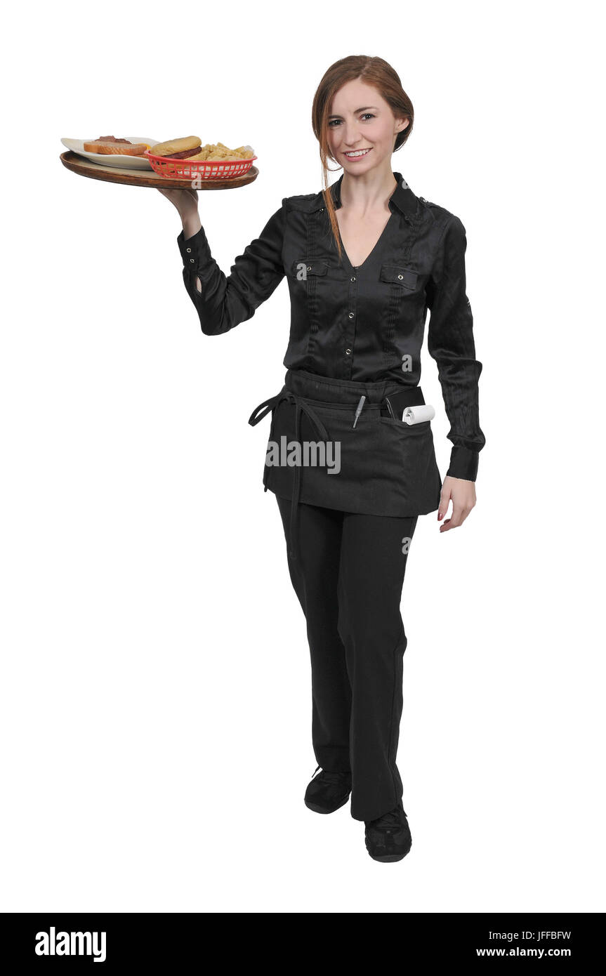 Woman server or waitress Stock Photo - Alamy