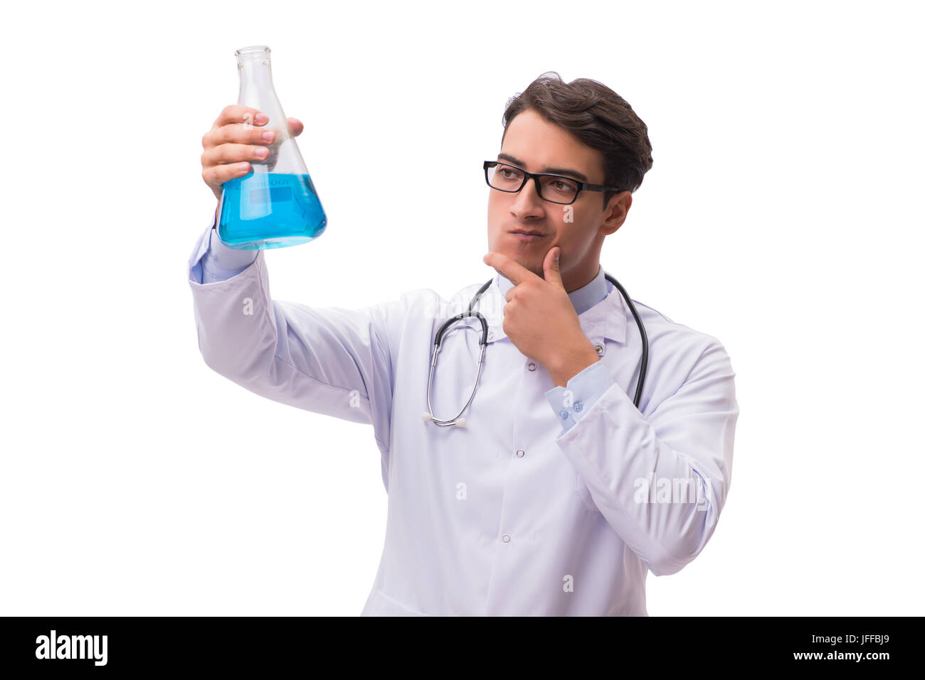 Lab scientist isolated on white background Stock Photo - Alamy