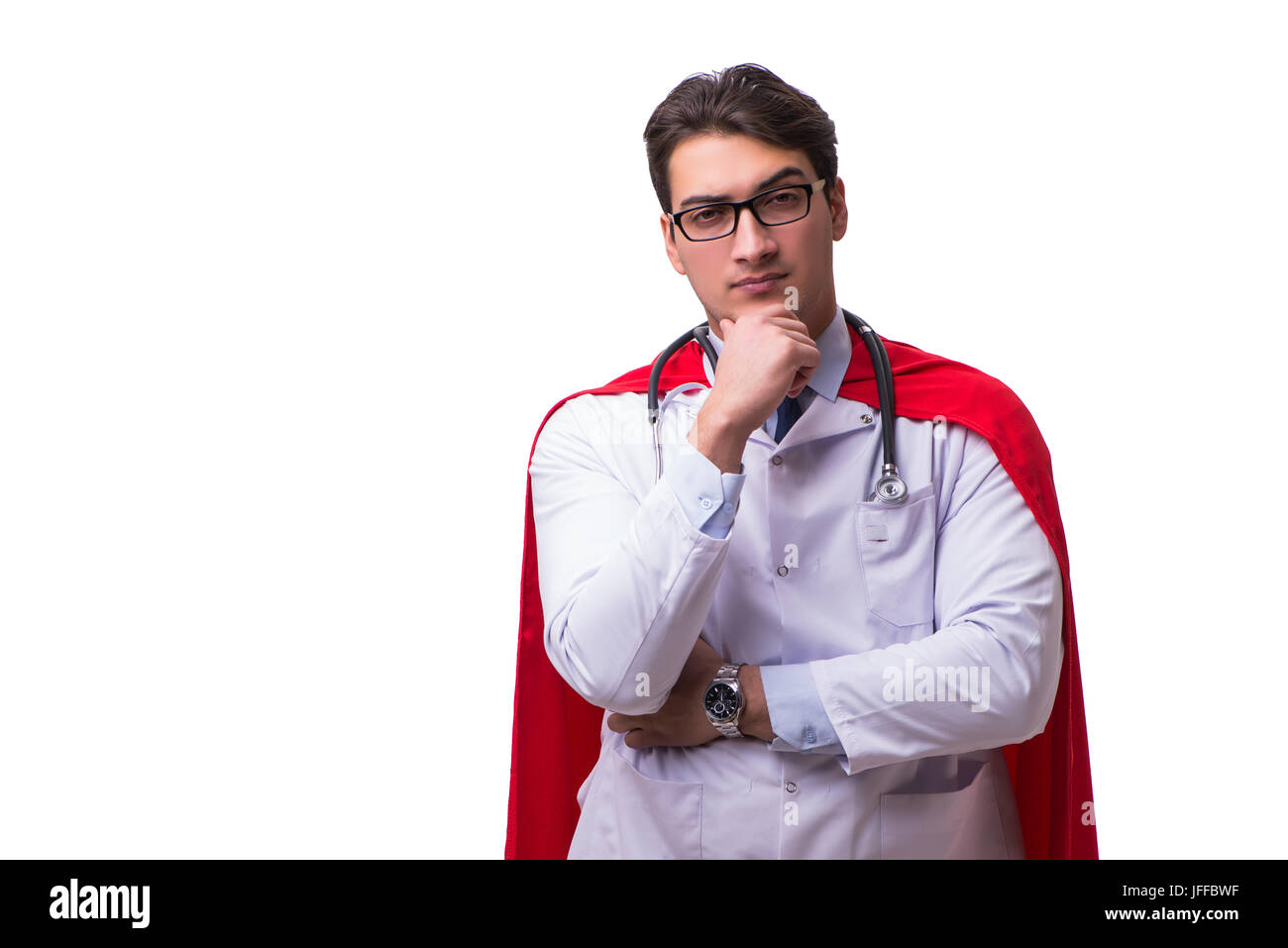 Super hero doctor isolated on white Stock Photo - Alamy