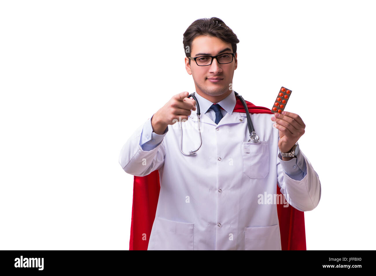 Super hero doctor isolated on white Stock Photo - Alamy