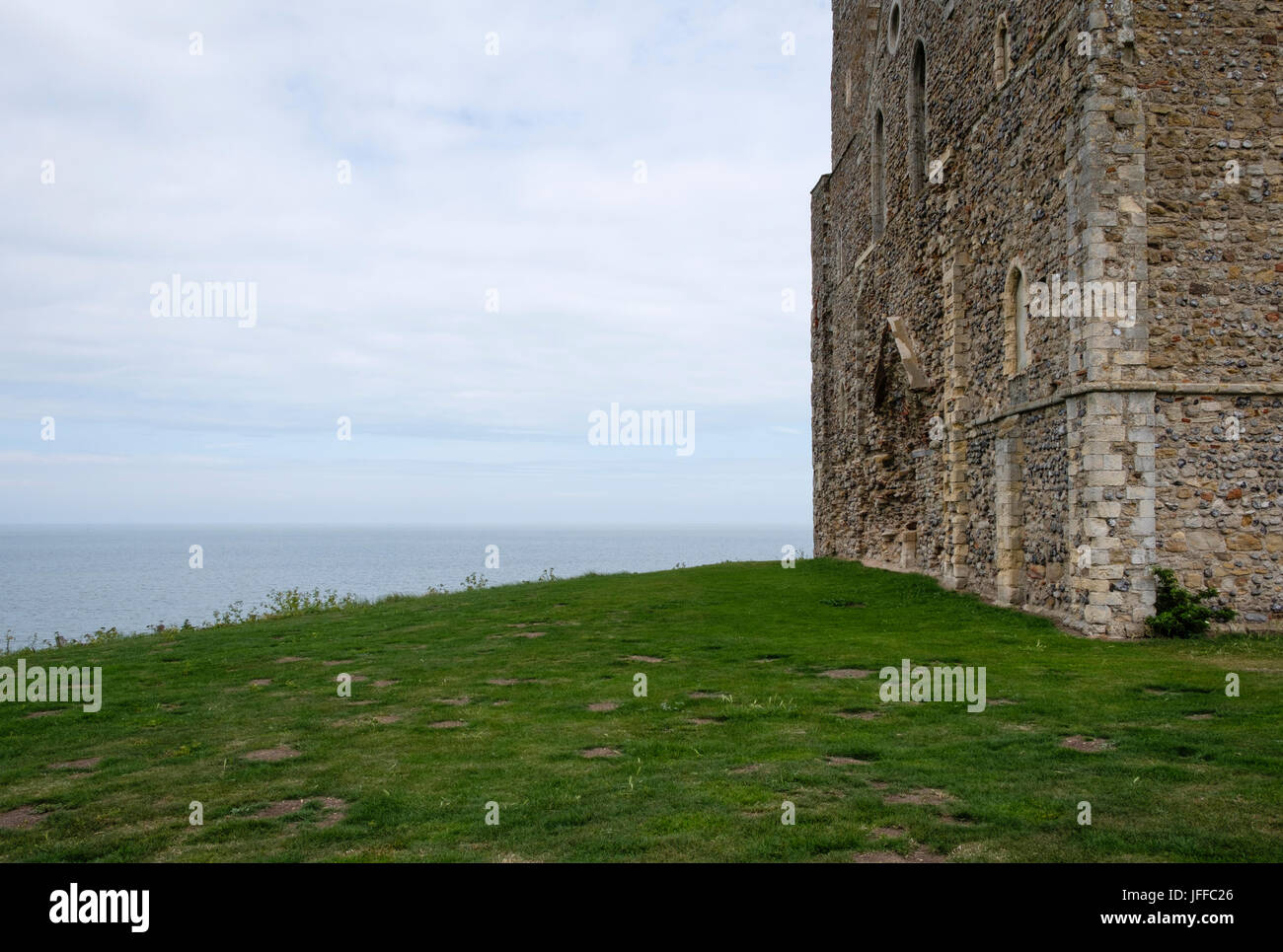 Reculver Towers Norman Abbey and Roman Fort ruins on the north Kent ...