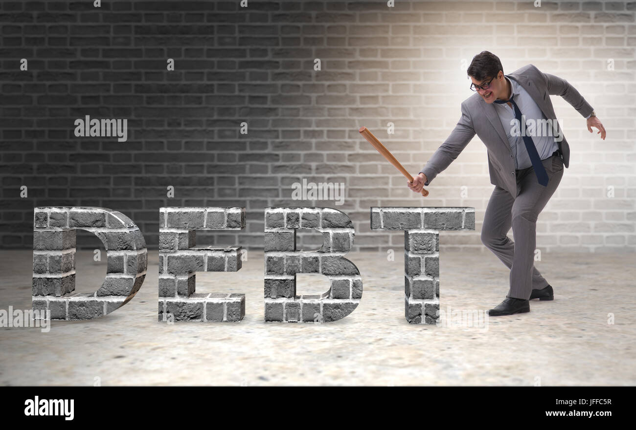 Angry man with baseball bat debt burden Stock Photo - Alamy