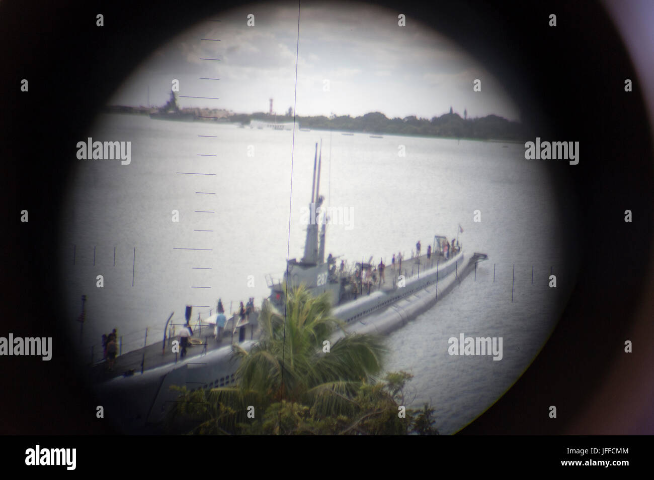 submarine through telescope - pearl harbour, hawaii Stock Photo - Alamy