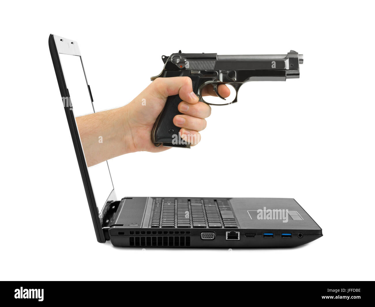 Hand with gun and notebook Stock Photo - Alamy