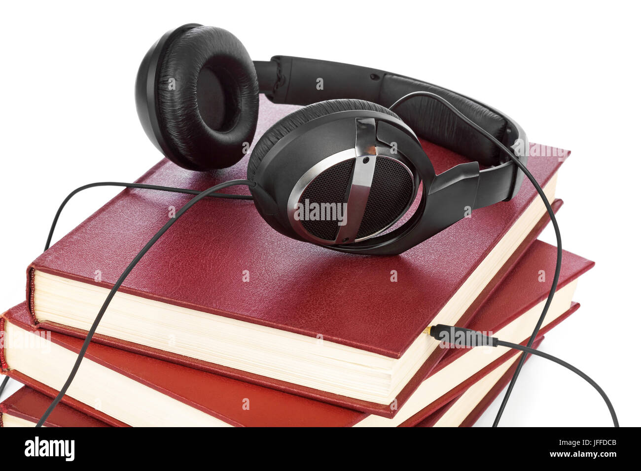 Headphones and books Stock Photo - Alamy